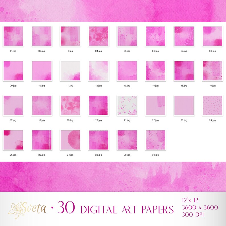 Pink Watercolor Grunge Textures. Digital Paper 12 X 12 Inch. Commercial ...