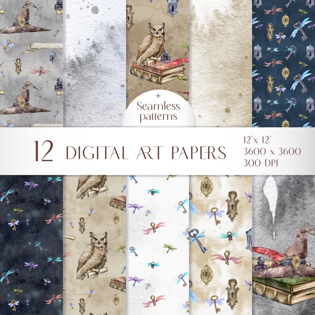 Watercolor Magic: 12 Digital Papers and 8 Seamless Patterns Set for ...