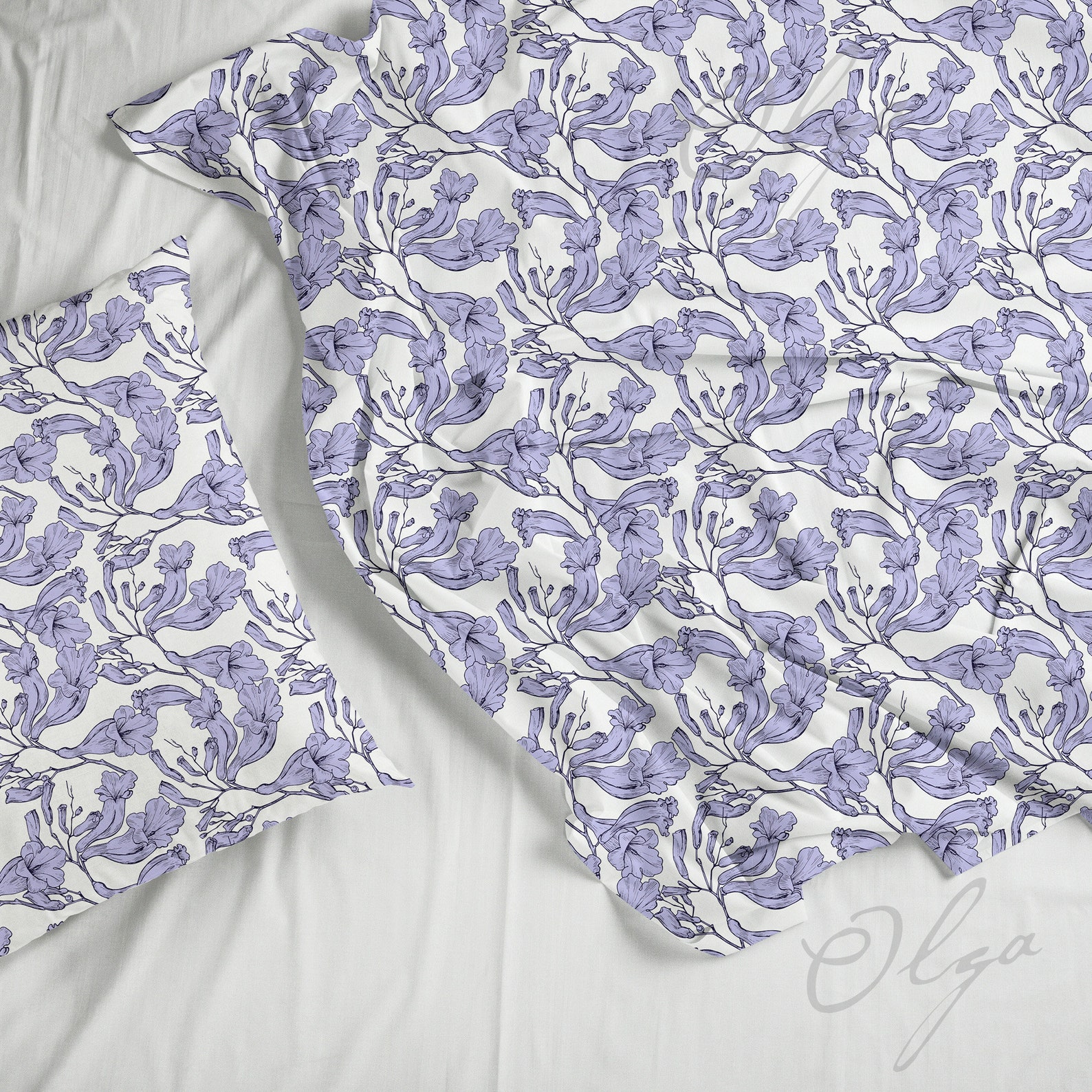 Jacaranda Flowers Seamless Pattern. Vector Elegant Floral Digital ...