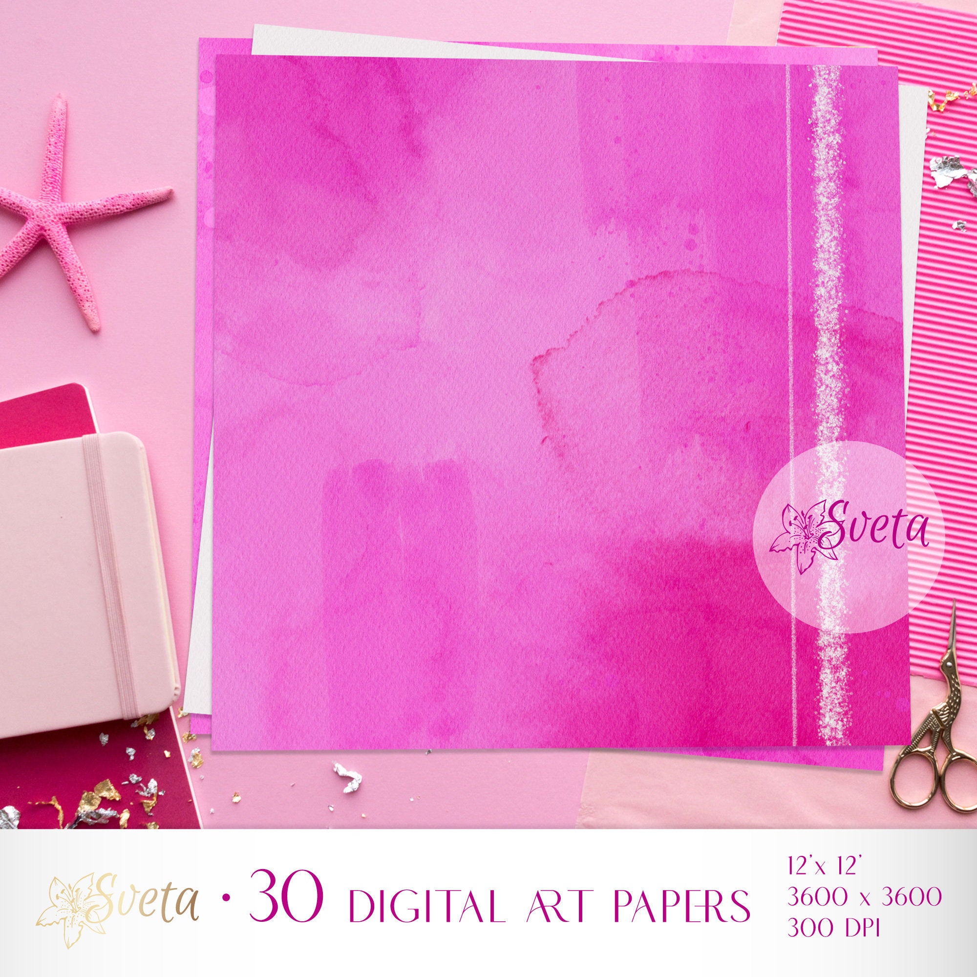 30 Shades of Pink Watercolor Art Backgrounds. Digital Papers, Instant ...