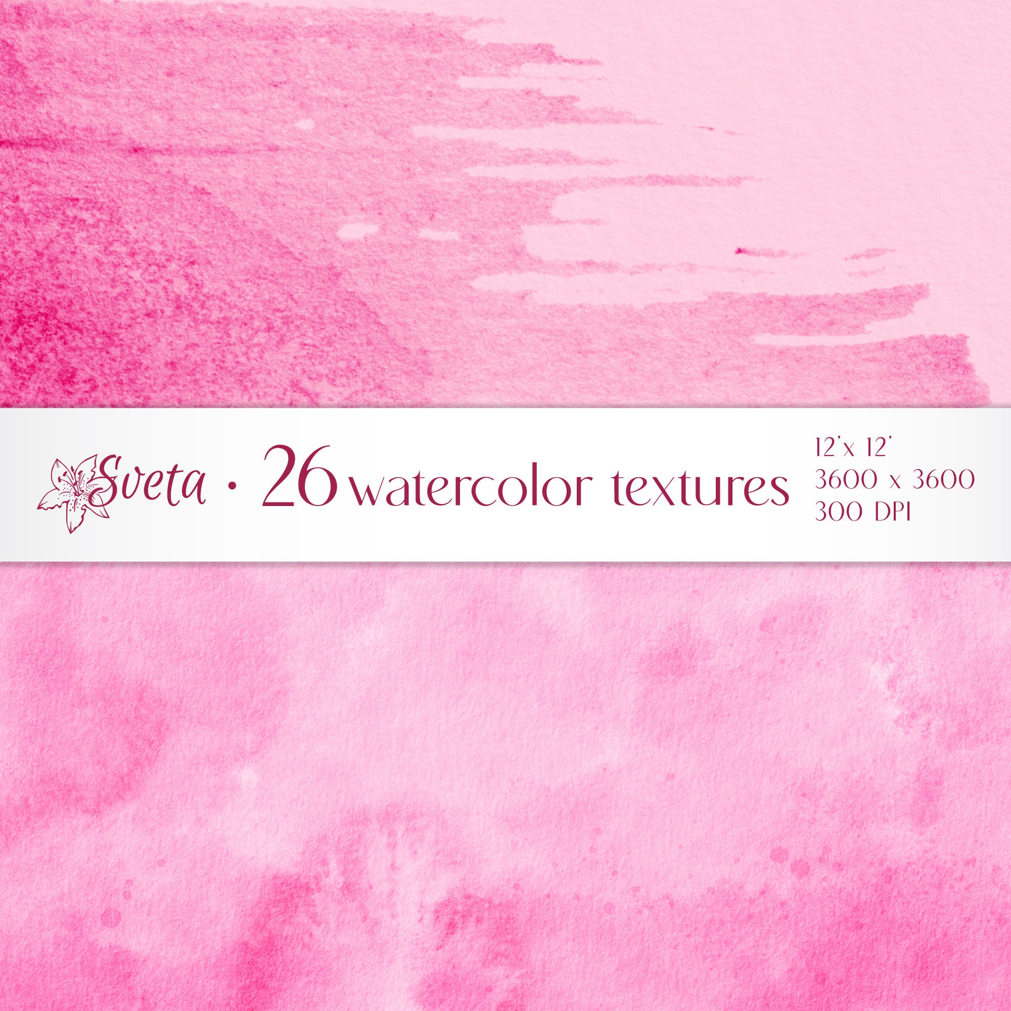 Pink Watercolor Art Backgrounds. Instant Download Hand Painted Digital ...