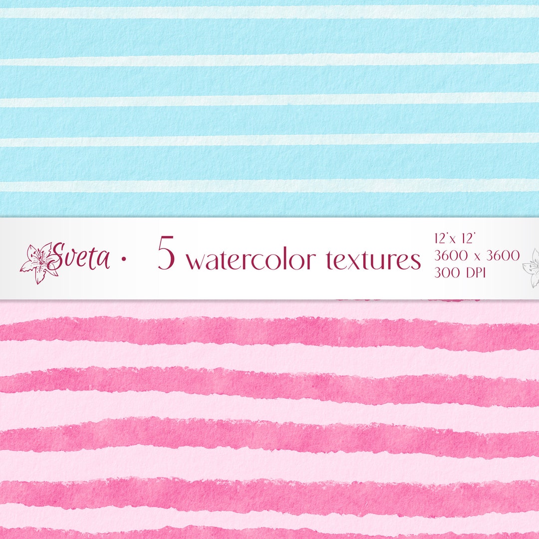 5 Pastel Striped Watercolor Backgrounds – Cottagecore & Vintage Digital ...