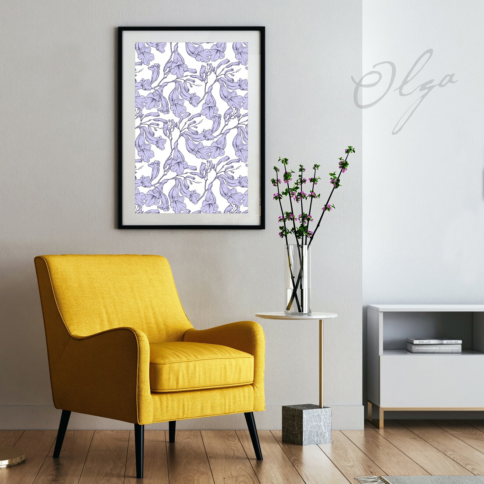 Jacaranda Flowers Seamless Pattern. Vector Elegant Floral Digital ...