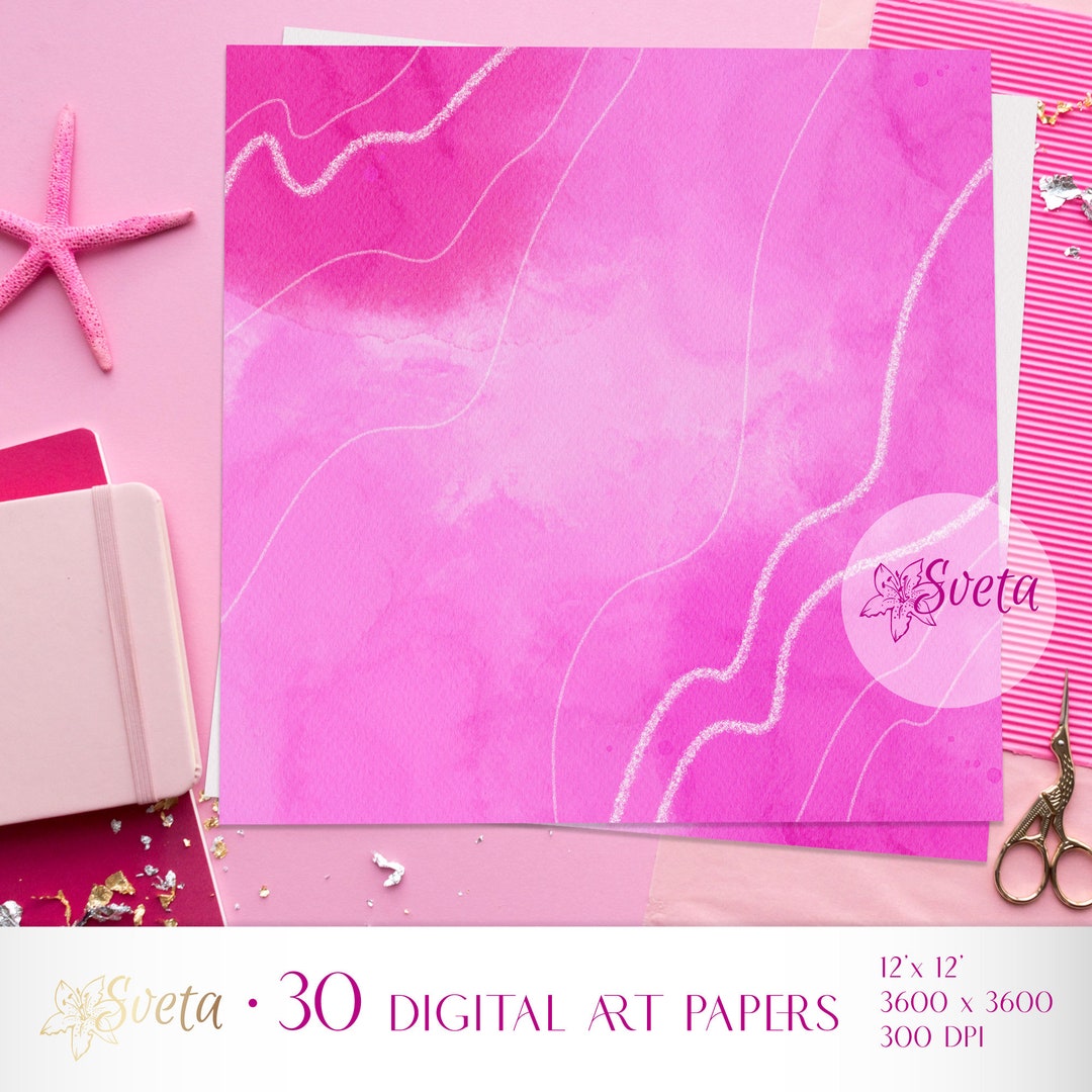 Pink Watercolor Grunge Textures. Digital Paper 12 X 12 Inch. Commercial ...