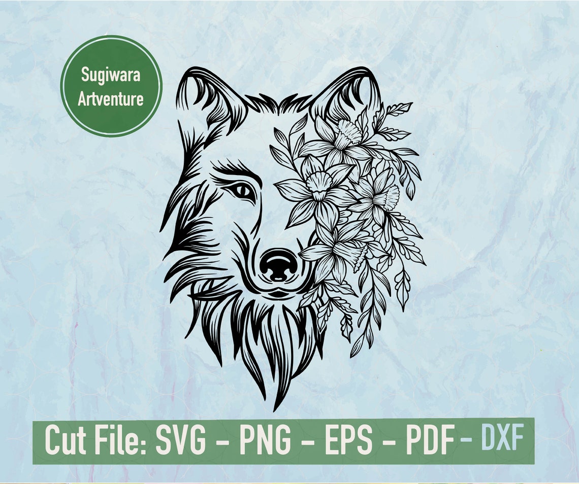 Wolf Flower SVG Wolf Head Svg Svg Files for cricut Wolf | Etsy