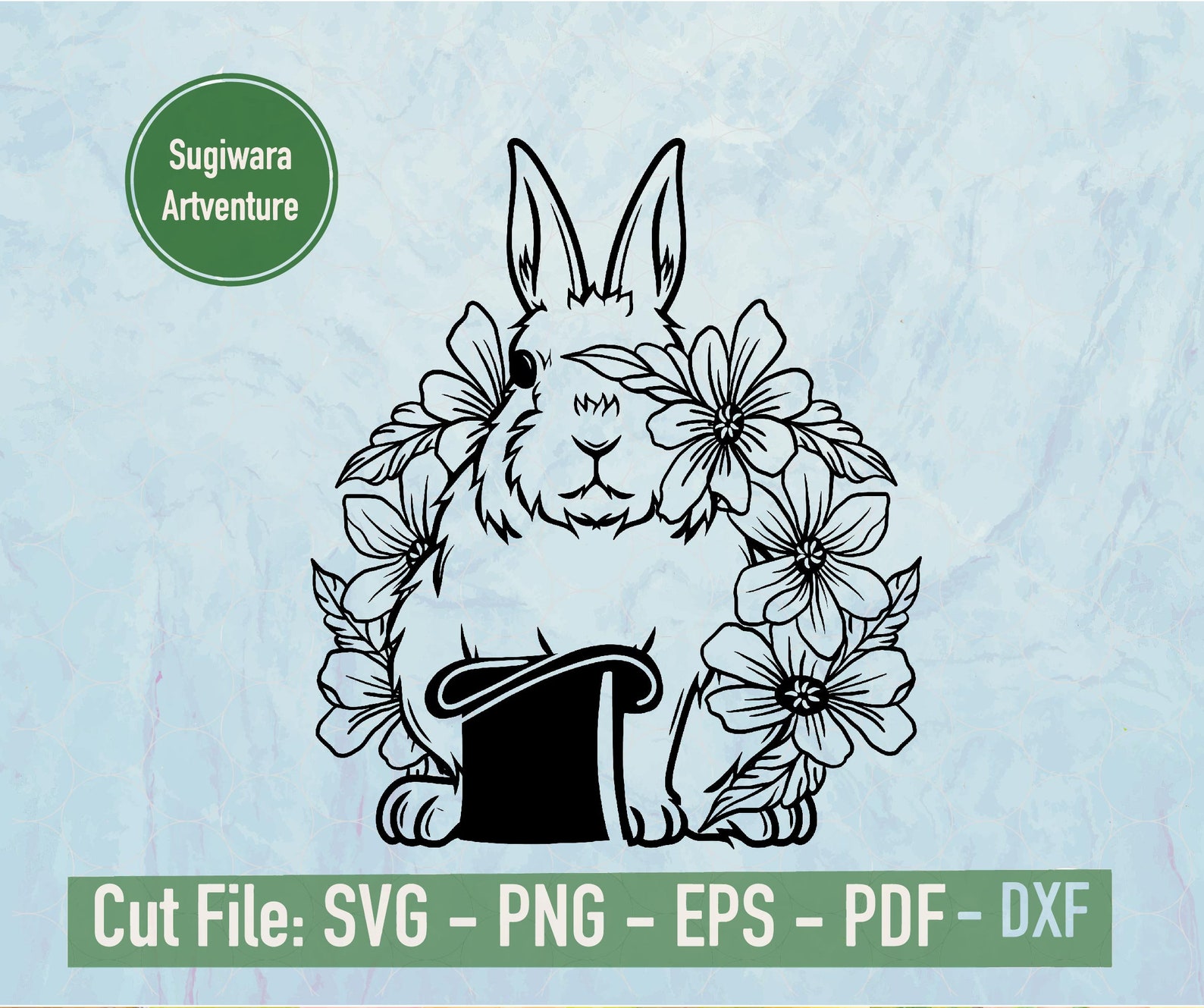 FLORAL BUNNY Svg EASTER Svg Rabbit With Flower Svg Files - Etsy