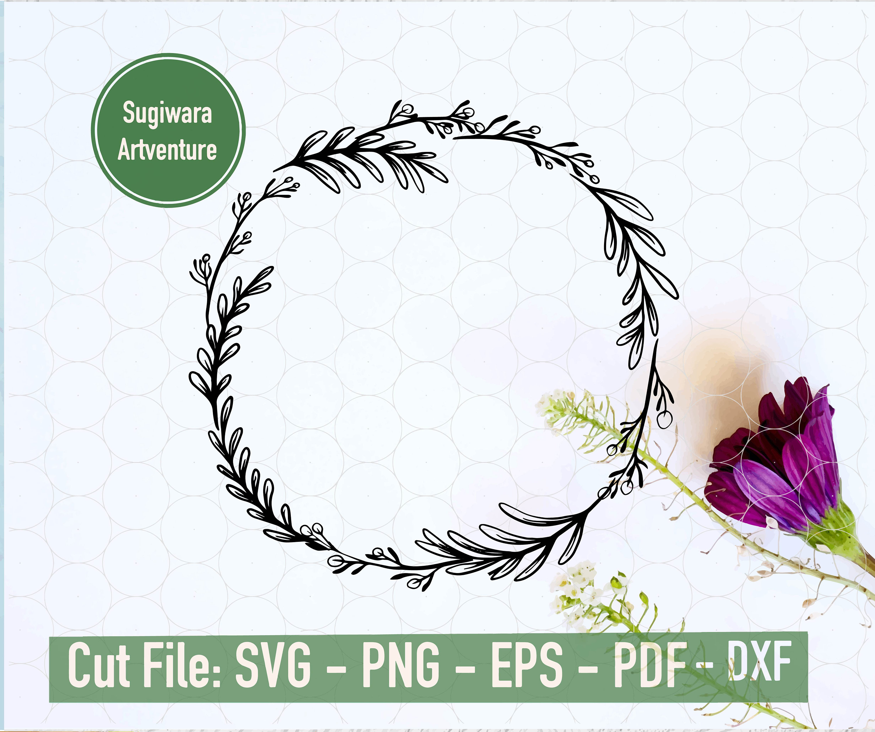 Floral wreath svg circle monogram svg flower wreath svg | Etsy