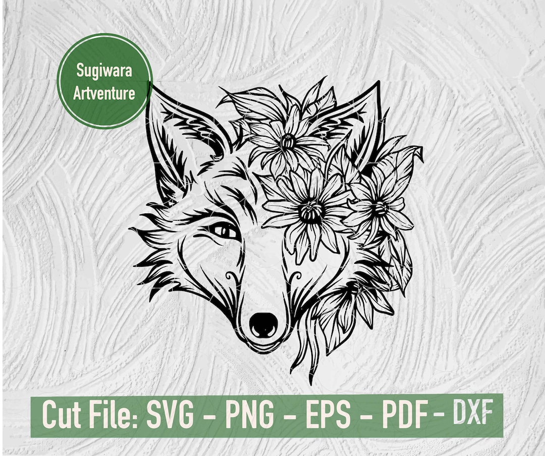 FOX WITH FLOWERS, Floral Fox Svg, Fox Svg, Animal Svg Png Dxf Eps Pdf ...