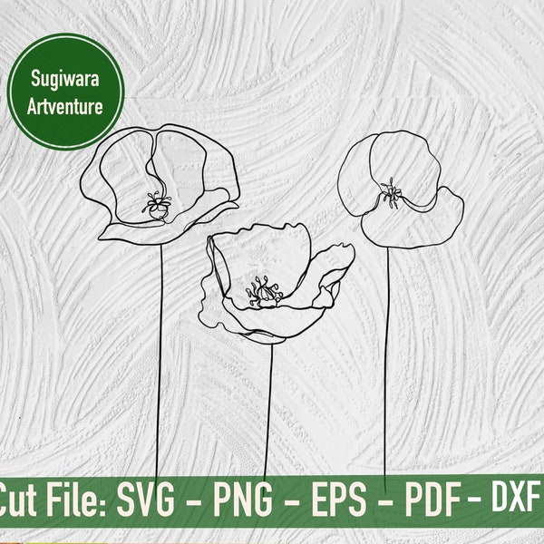 Poppy Line Art - Etsy