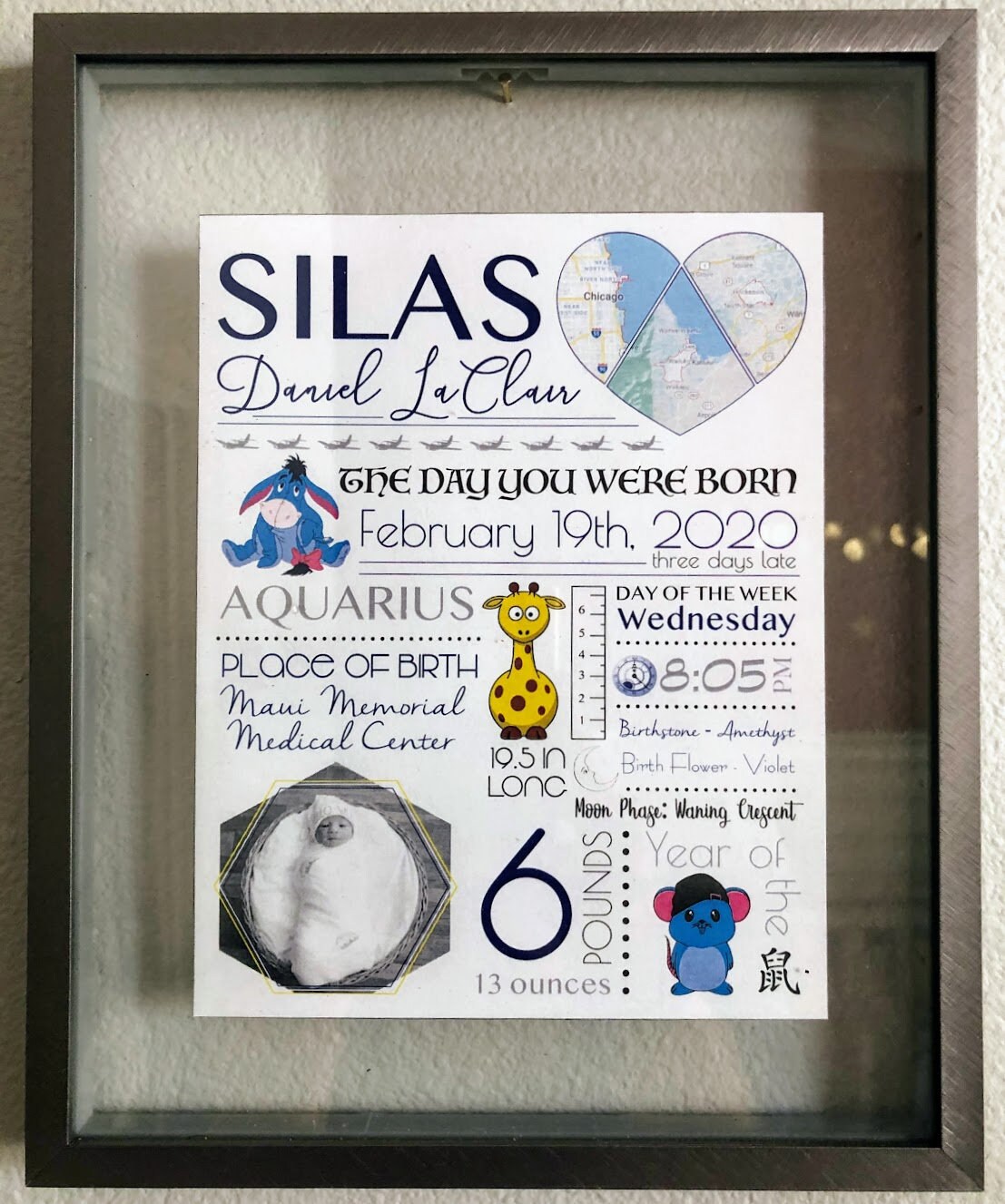 Personalized Newborn Baby Birth Information Sign With Name, Birth ...