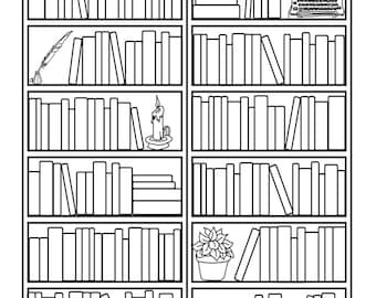 Bookshelf Template - Etsy