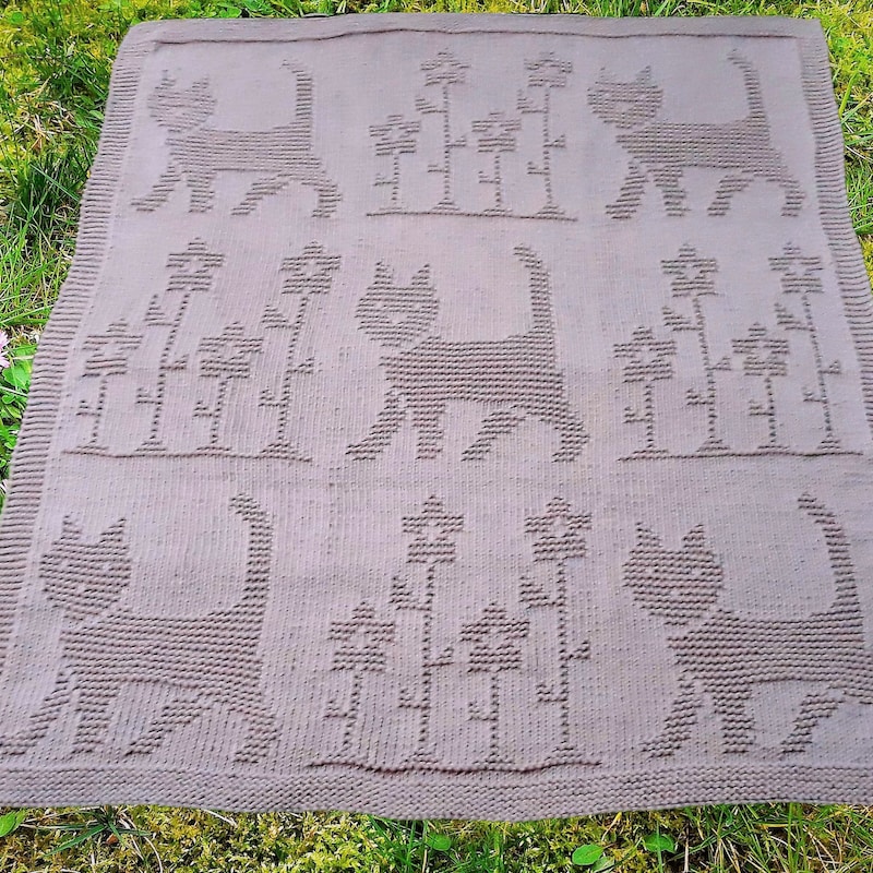 Cat Blanket Knitting Pattern - Etsy UK