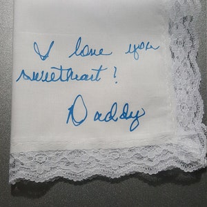 Custom Handwriting on Lace Handkerchief - Memorial or Wedding Gift ...