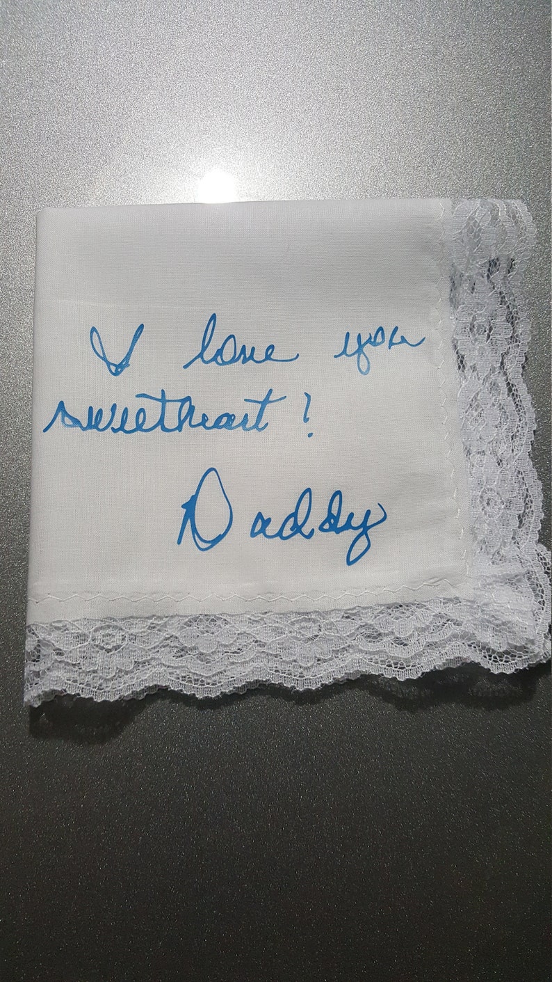 Custom Handwriting on Lace Handkerchief Memorial or Wedding | Etsy