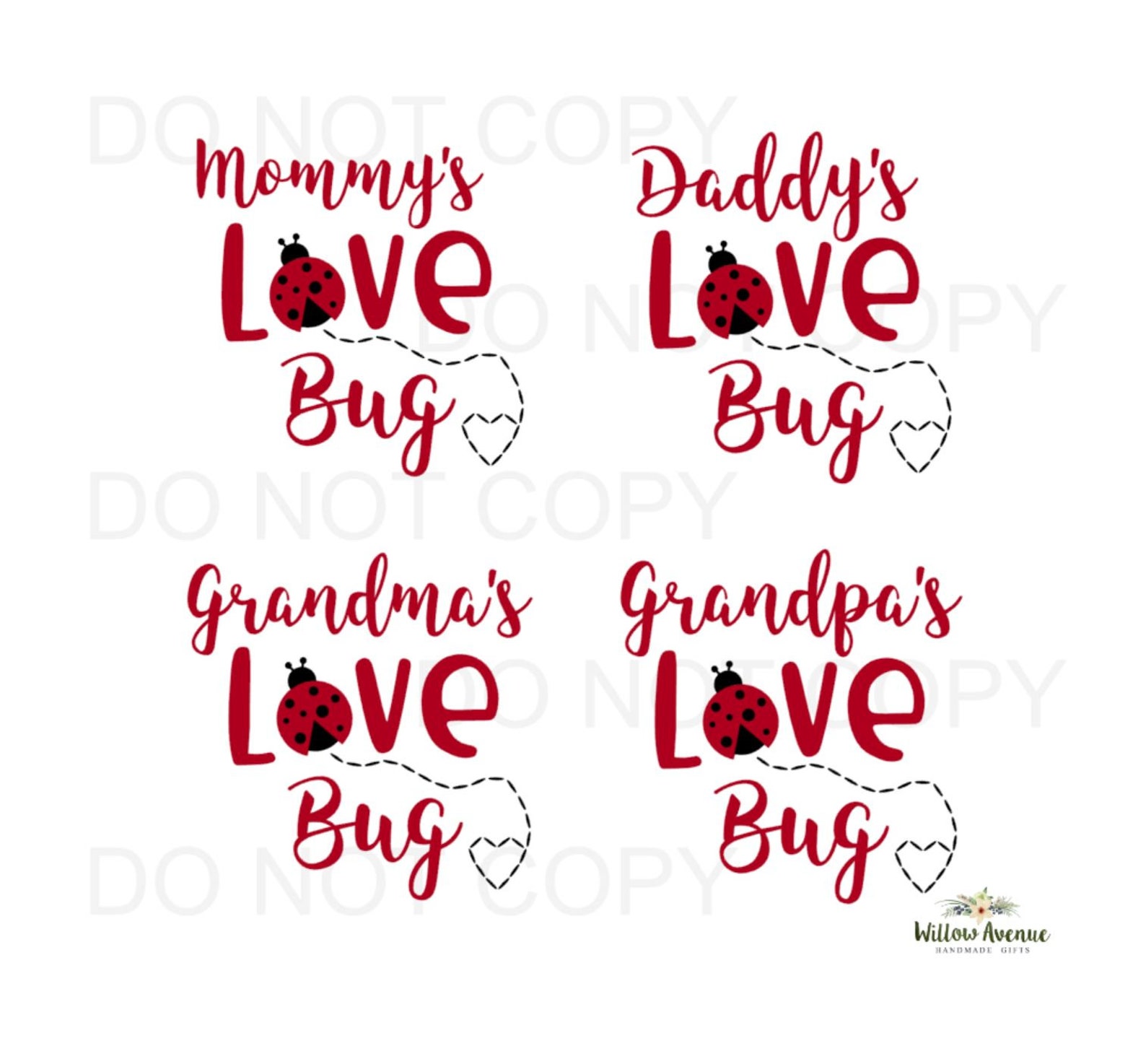 Love Bug Pack - Mommy, Daddy, Grandma, and Grandpa - Lady Bug SVG ...