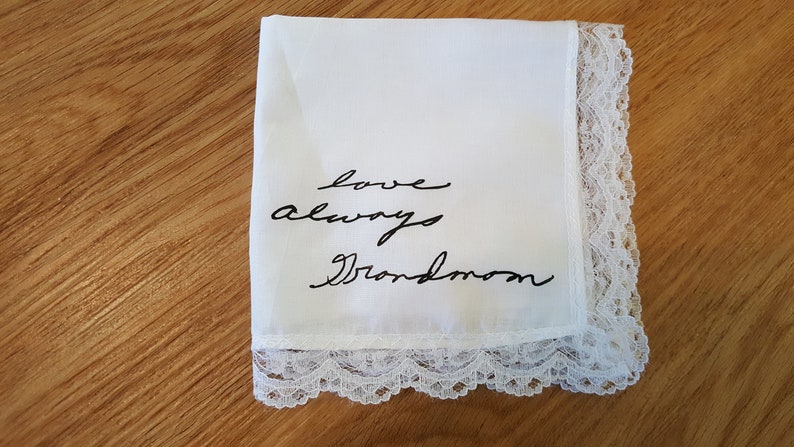 Custom Handwriting on Lace Handkerchief Memorial or Wedding | Etsy