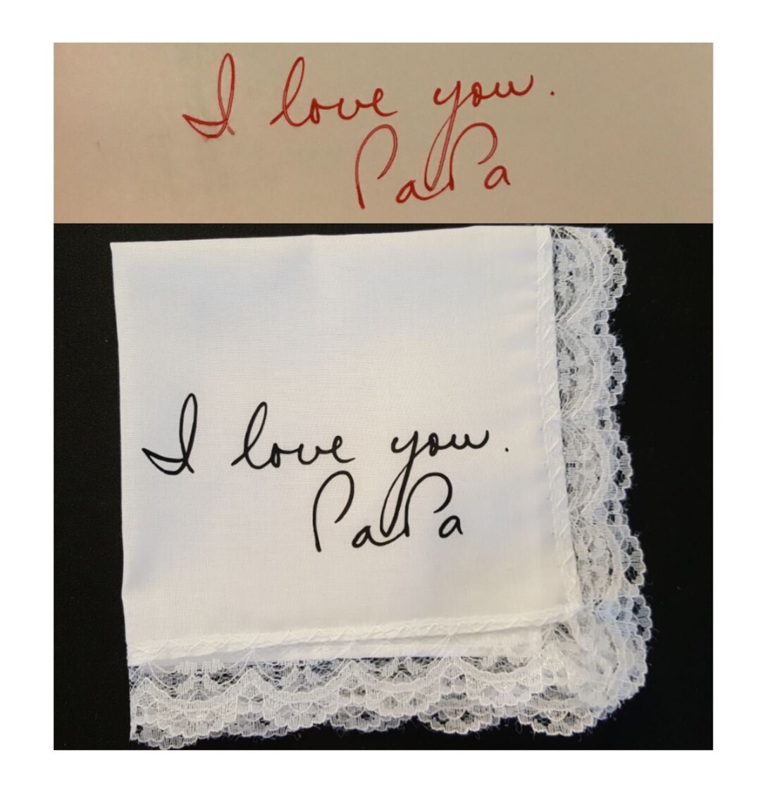 Custom Handwriting on Lace Handkerchief - Memorial or Wedding Gift ...