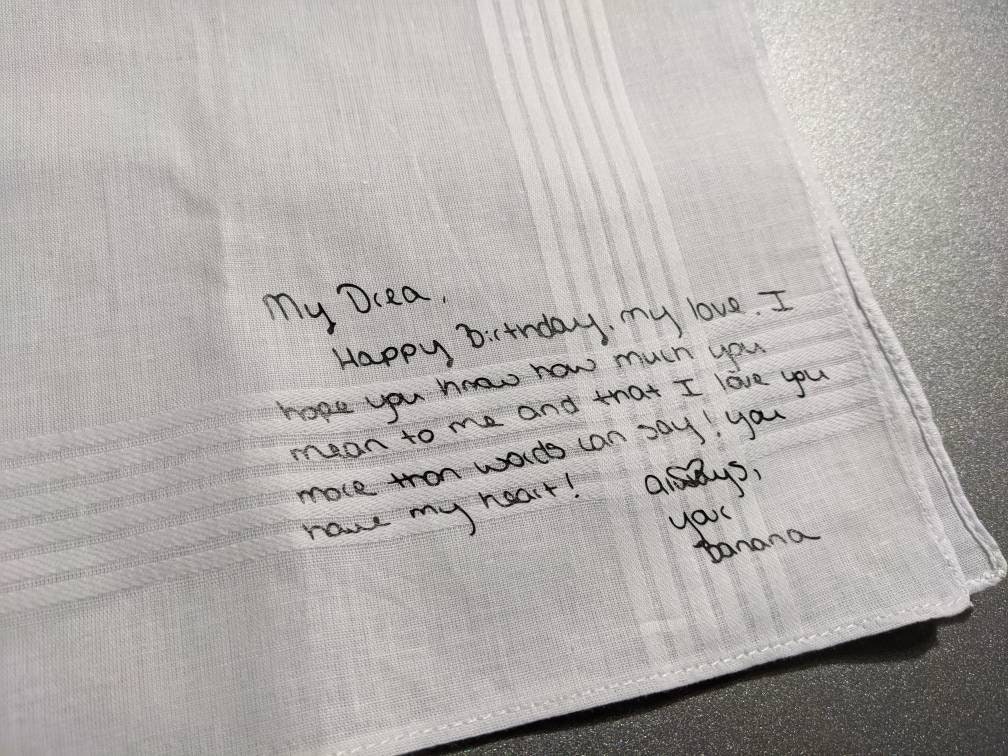 Custom Handwriting on Handkerchief Longer Message Memorial | Etsy