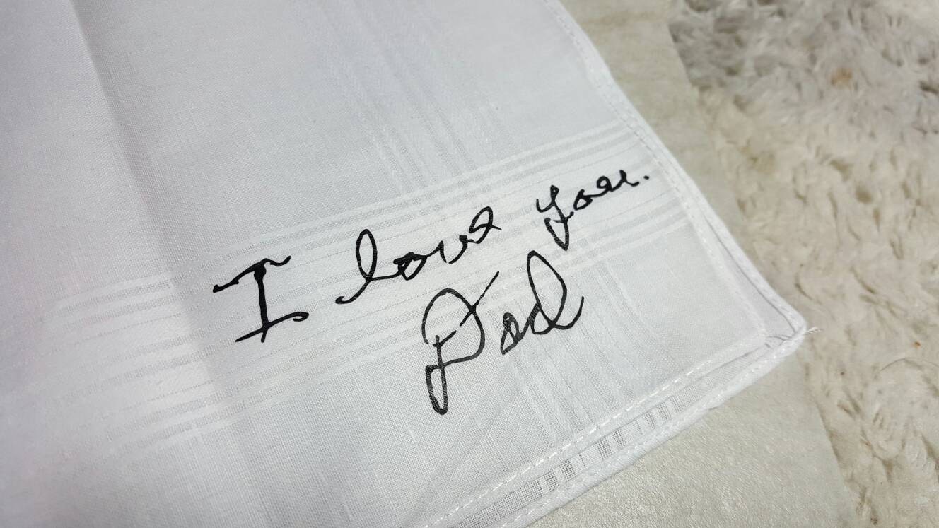 Custom Handwriting on Handkerchief - Memorial or Wedding Gift ...