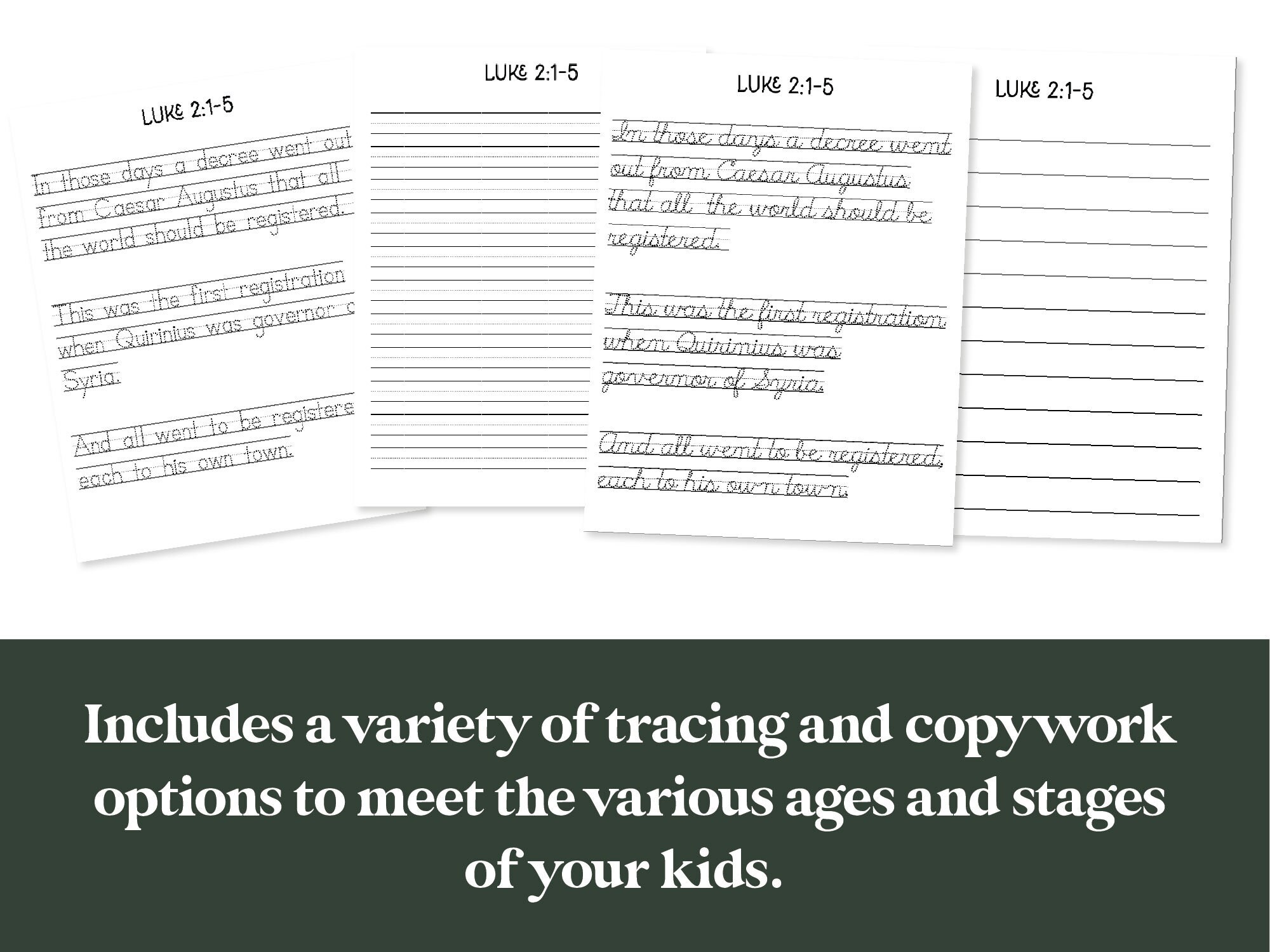 PRINTABLE Advent Scripture Copywork Tracing Journal | Luke 2 Christmas ...