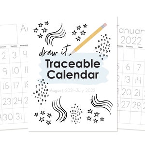 PRINTABLE Draw and Trace Traceable Calendar Tracing Calendar | Etsy