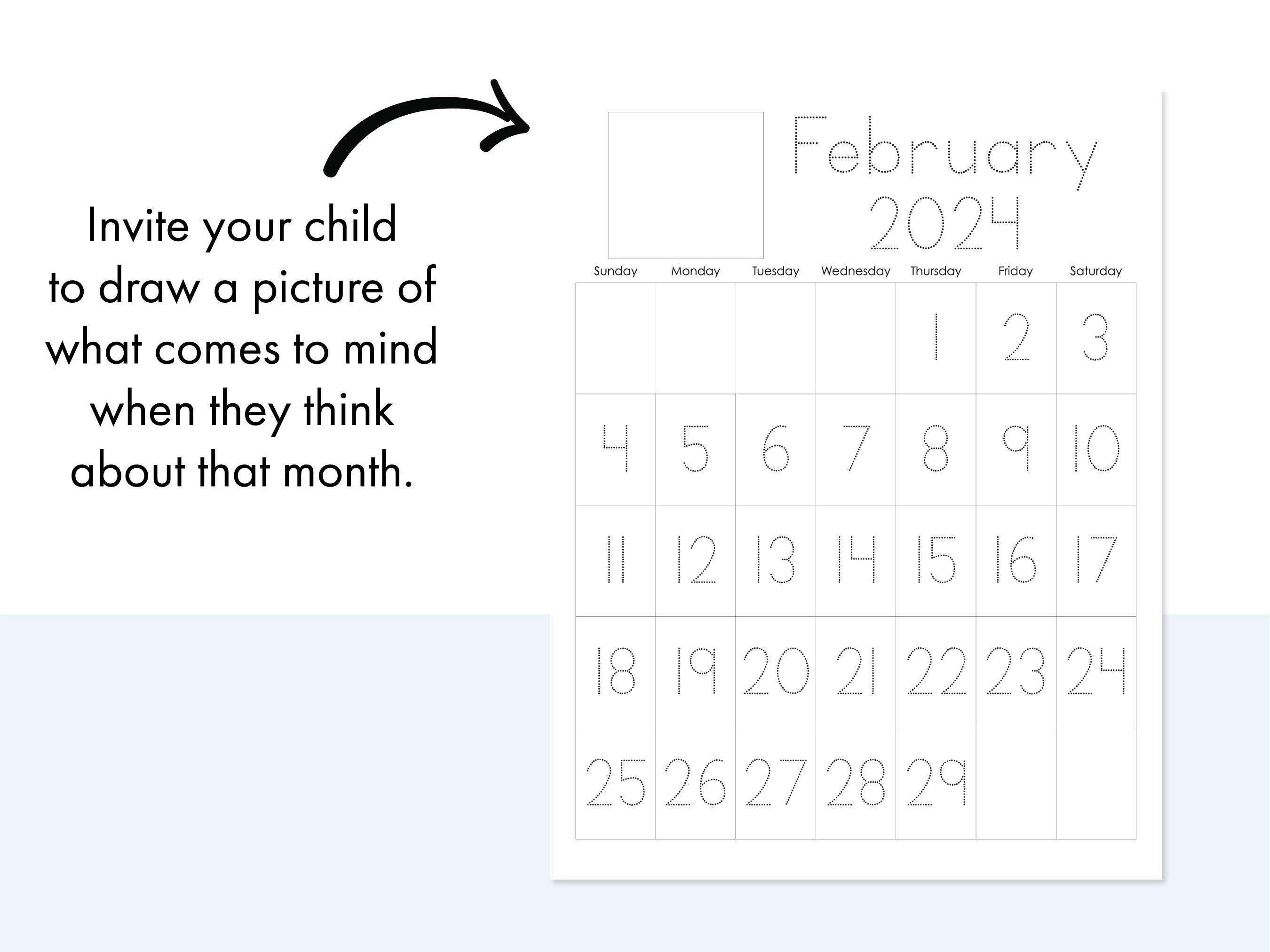 PRINTABLE Draw and Trace Traceable Calendar | Tracing Calendar ...