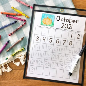 PRINTABLE Draw and Trace Traceable Calendar | Tracing Calendar ...