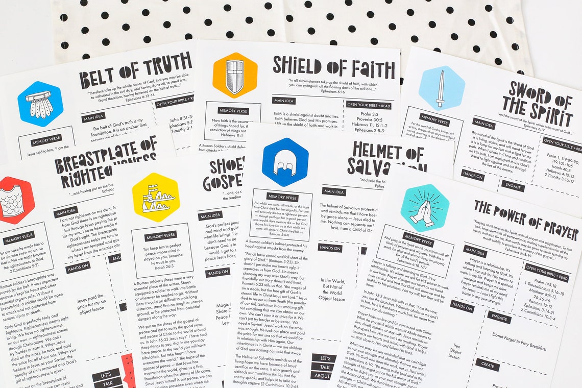 PRINTABLE the Armor of God Activity Pack Bible Activity - Etsy