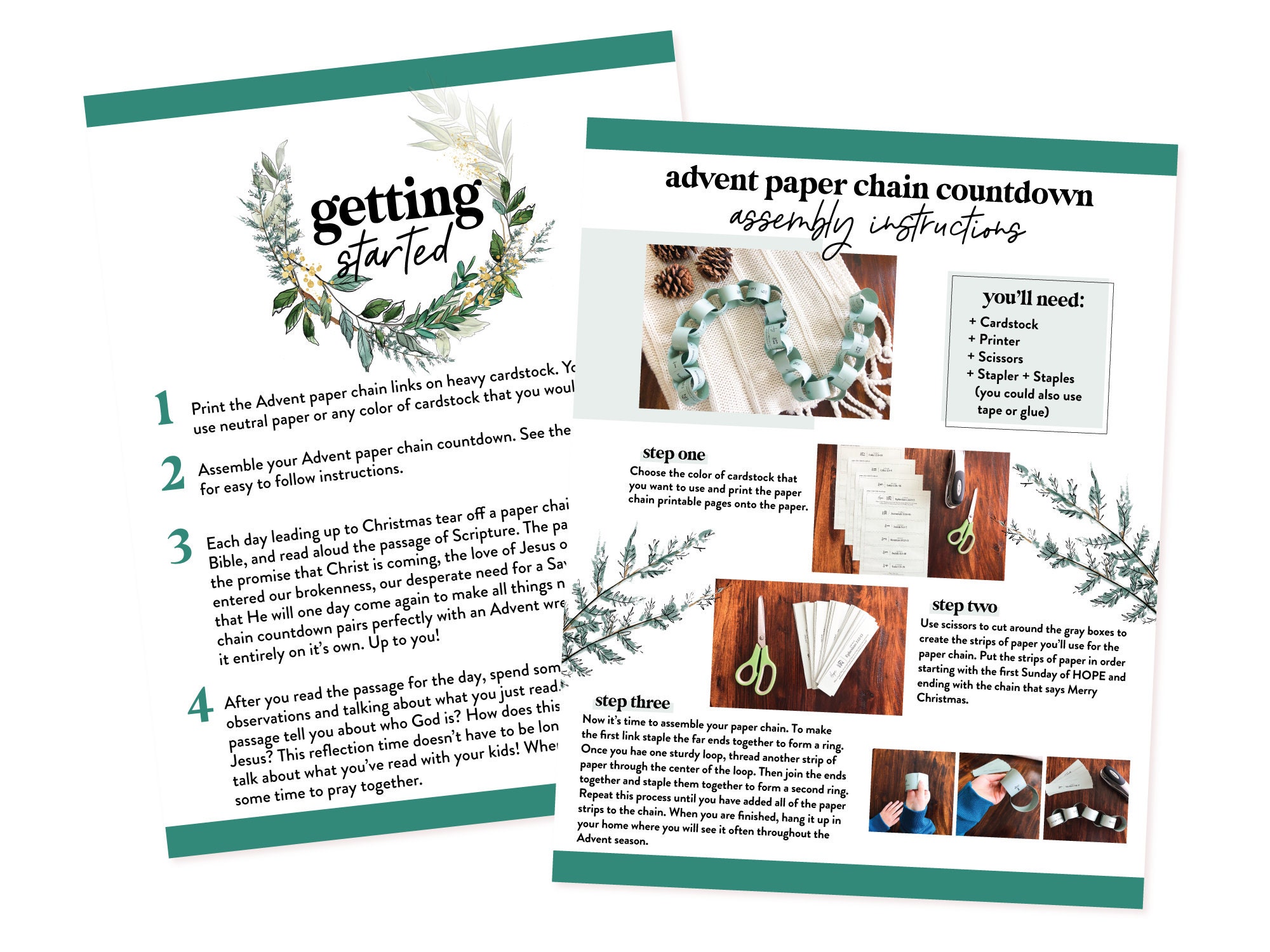 PRINTABLE Advent Paper Chain Scripture Countdown Advent | Etsy