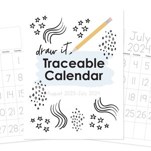 PRINTABLE Draw and Trace Traceable Calendar | Tracing Calendar ...