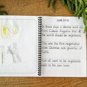 PRINTABLE Advent Scripture Copywork Tracing Journal | Luke 2 Christmas ...