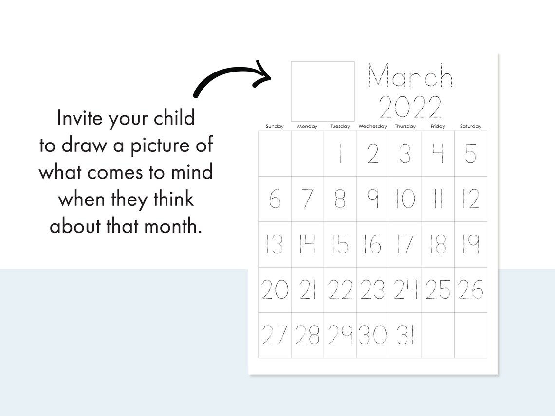 PRINTABLE Draw and Trace Traceable Calendar Tracing Calendar | Etsy