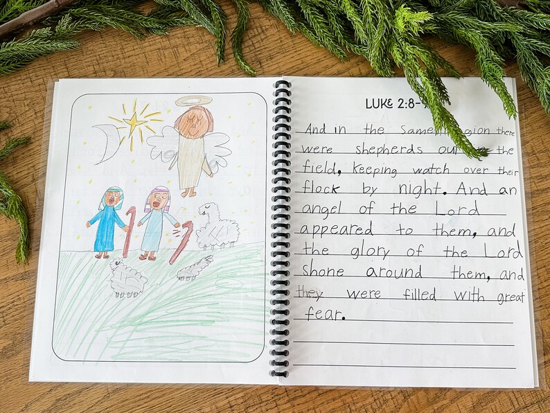 PRINTABLE Advent Scripture Copywork Tracing Journal | Luke 2 Christmas ...