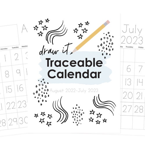 PRINTABLE Draw and Trace Traceable Calendar Tracing Calendar - Etsy