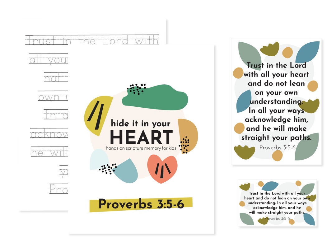 PRINTABLE Proverbs 3:5-6 Kids Scripture Pack | Kids Scripture Memory ...