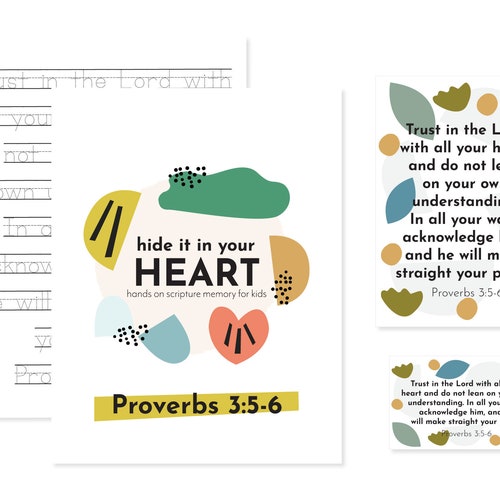 PRINTABLE Proverbs 3:5-6 Kids Scripture Pack Kids Scripture - Etsy