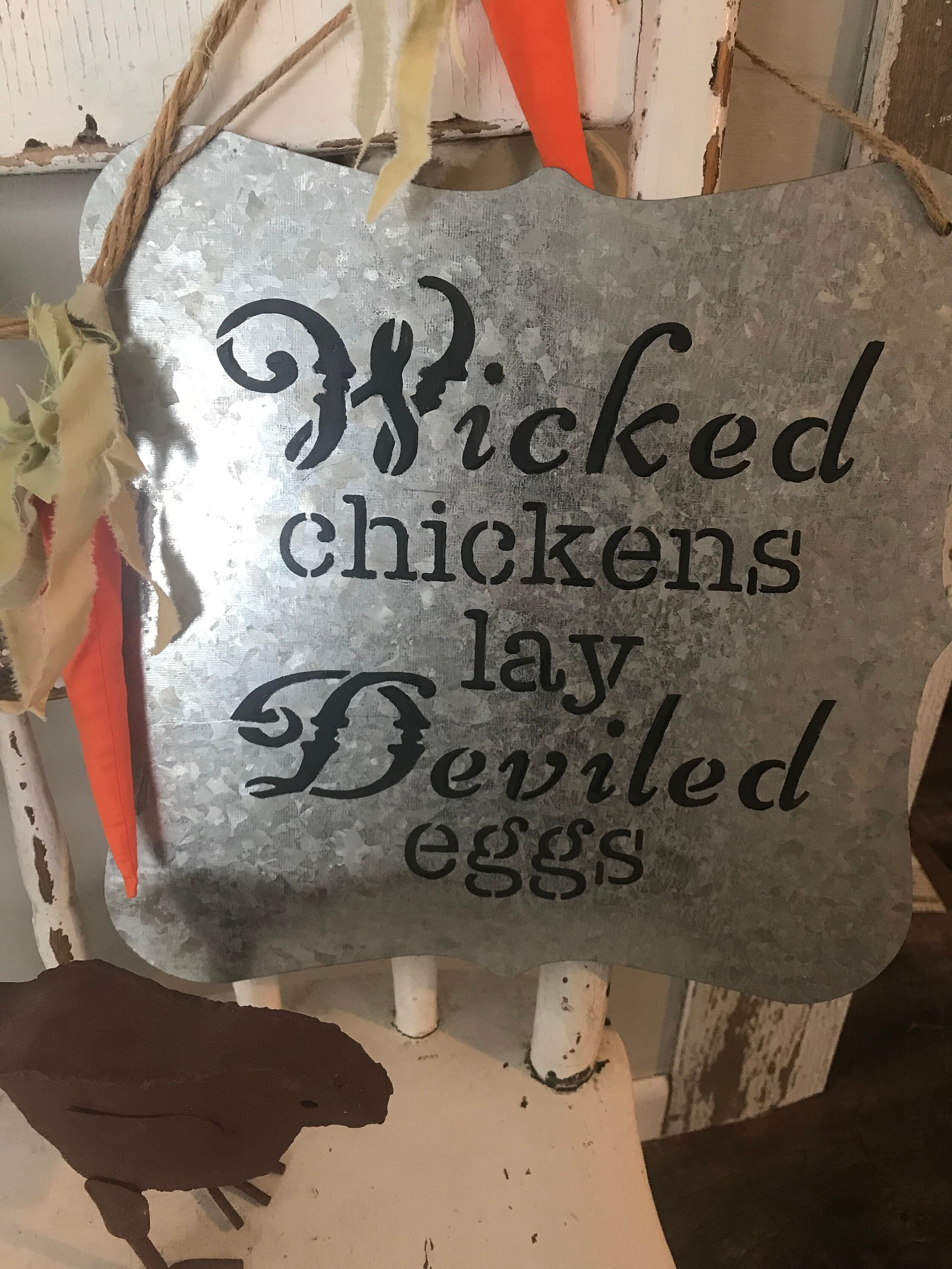 Wicked Chicken Sign Easter Easter Sign Hanging Decor - Etsy