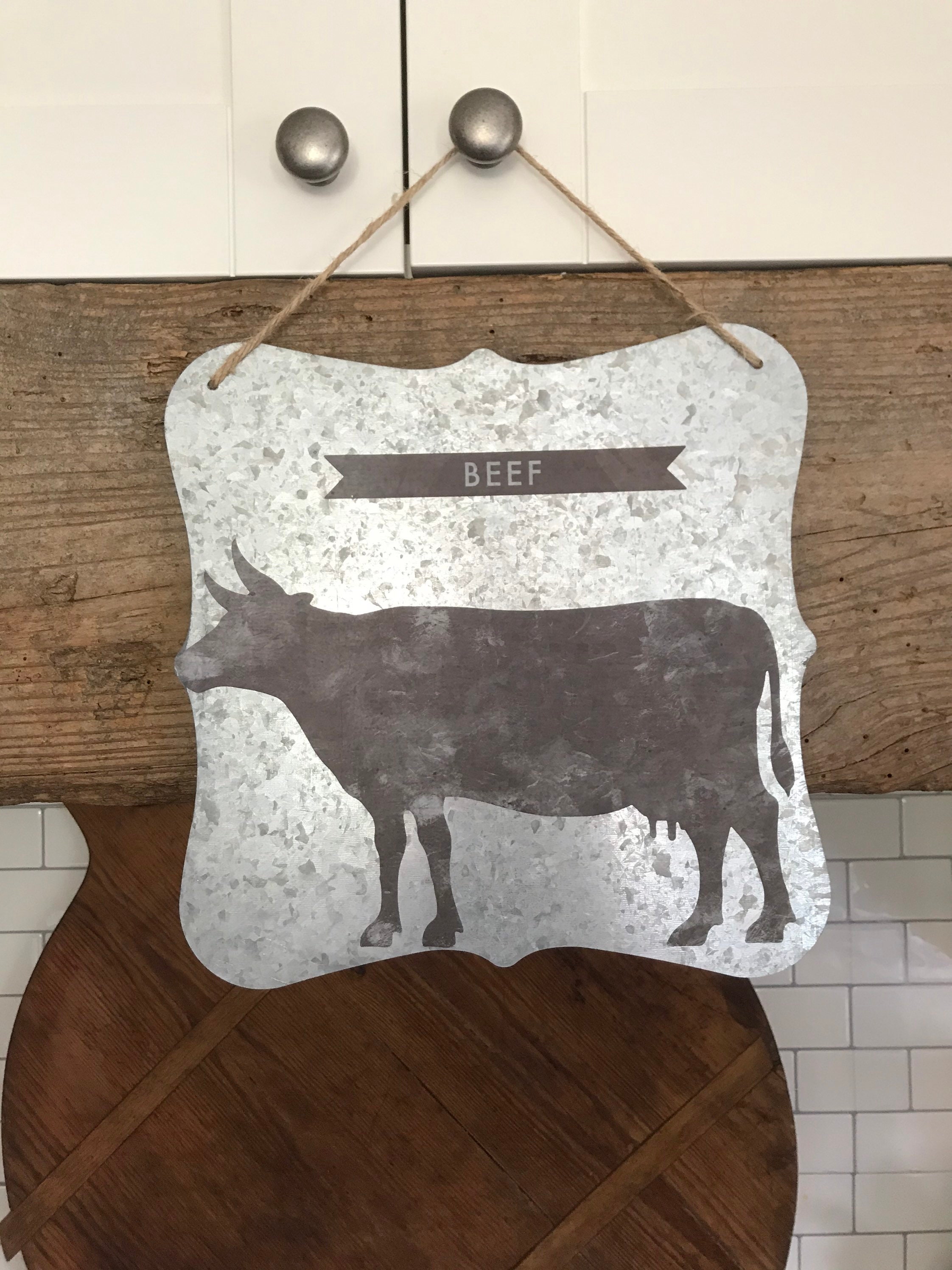 Hanging, Galvanized, Beef Sign Decor, Farmhouse Decor - Etsy