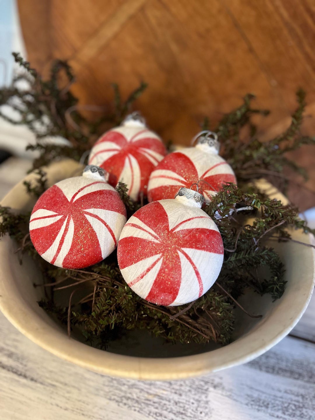 Peppermint Candy, Glitter Peppermint Candy Ornaments - Etsy