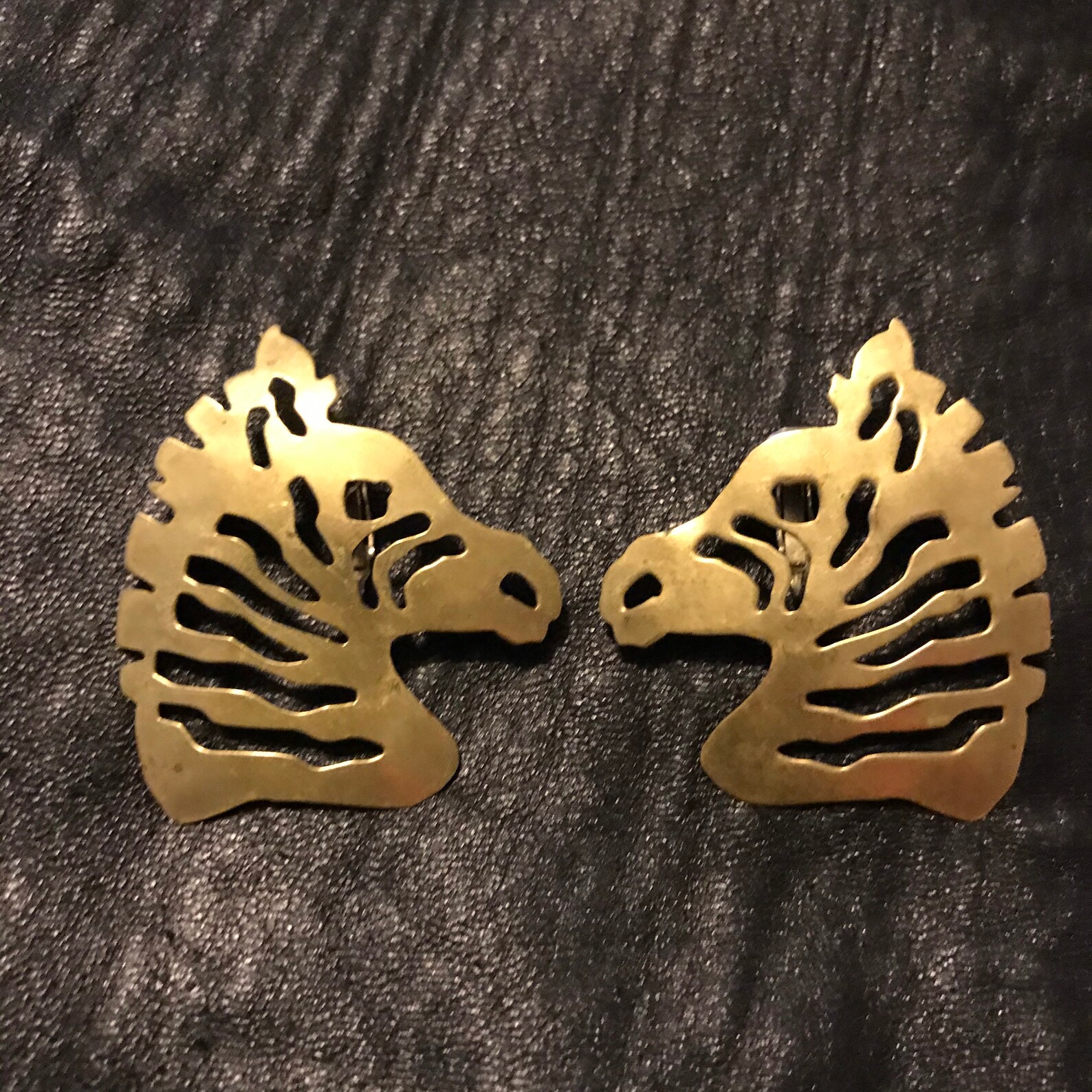Vintage Brass Zebra Clip on Earrings Signed Animal Print Jewelry - Etsy