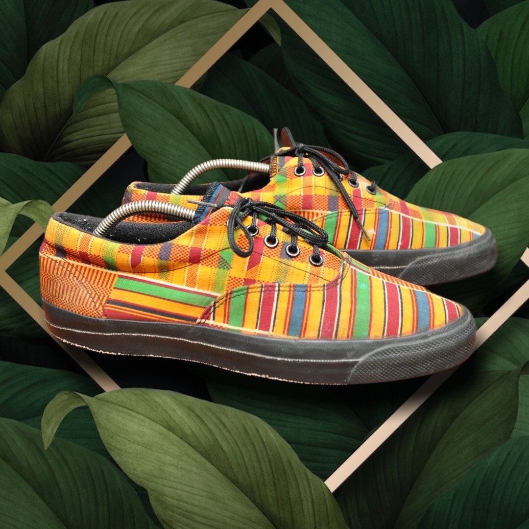 Vintage African Print Kente Ankara Converse Sneakers Mens Size 9 Womens ...