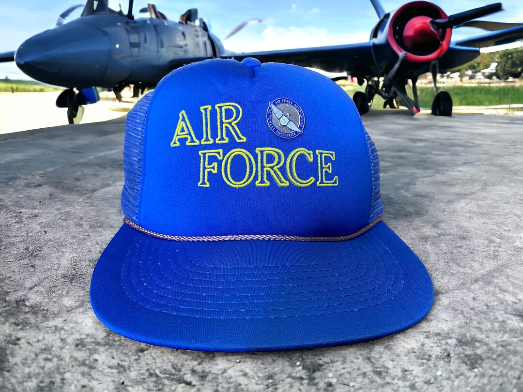 Vintage Air Force Hat Blue Foam Mesh Trucker Snapback With Pin - Etsy