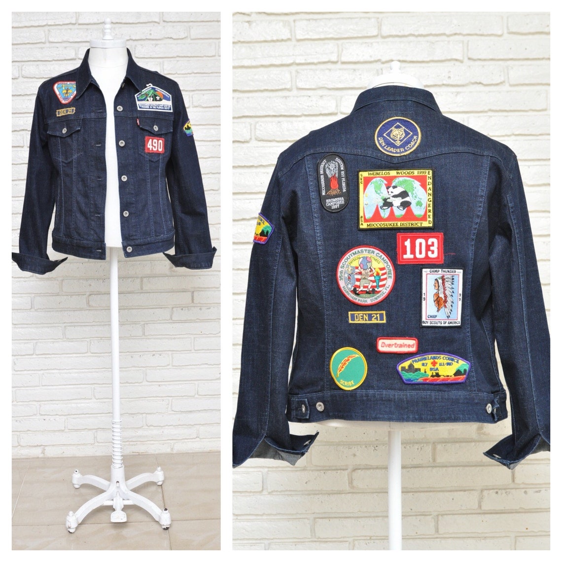 Vintage Boy Scout Patch Dark Wash Jean Jacket 90s Denim | Etsy