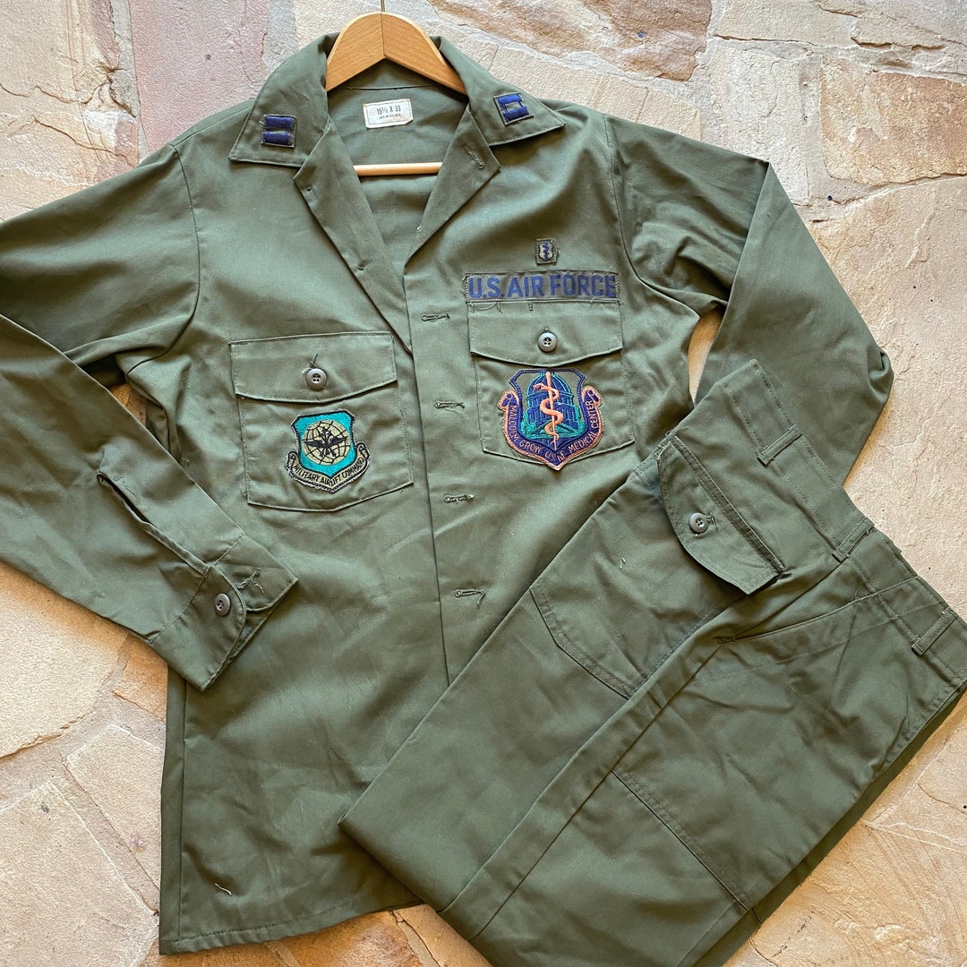 US Air Force Medical Officer OG 507 107 Utility Fatigue Shirt Pant Belt ...