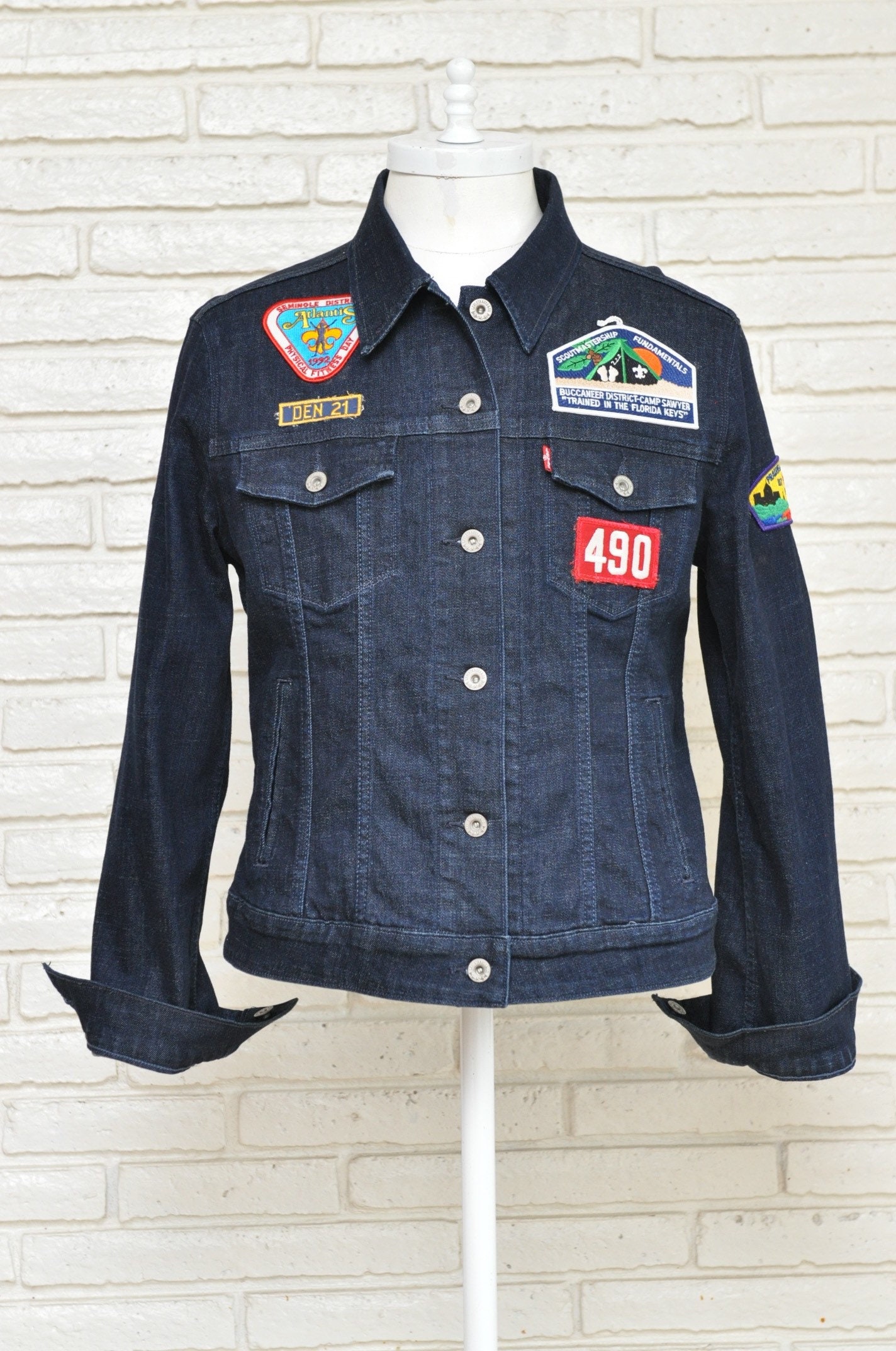 Vintage Boy Scout Patch Dark Wash Jean Jacket 90’s Denim - Etsy
