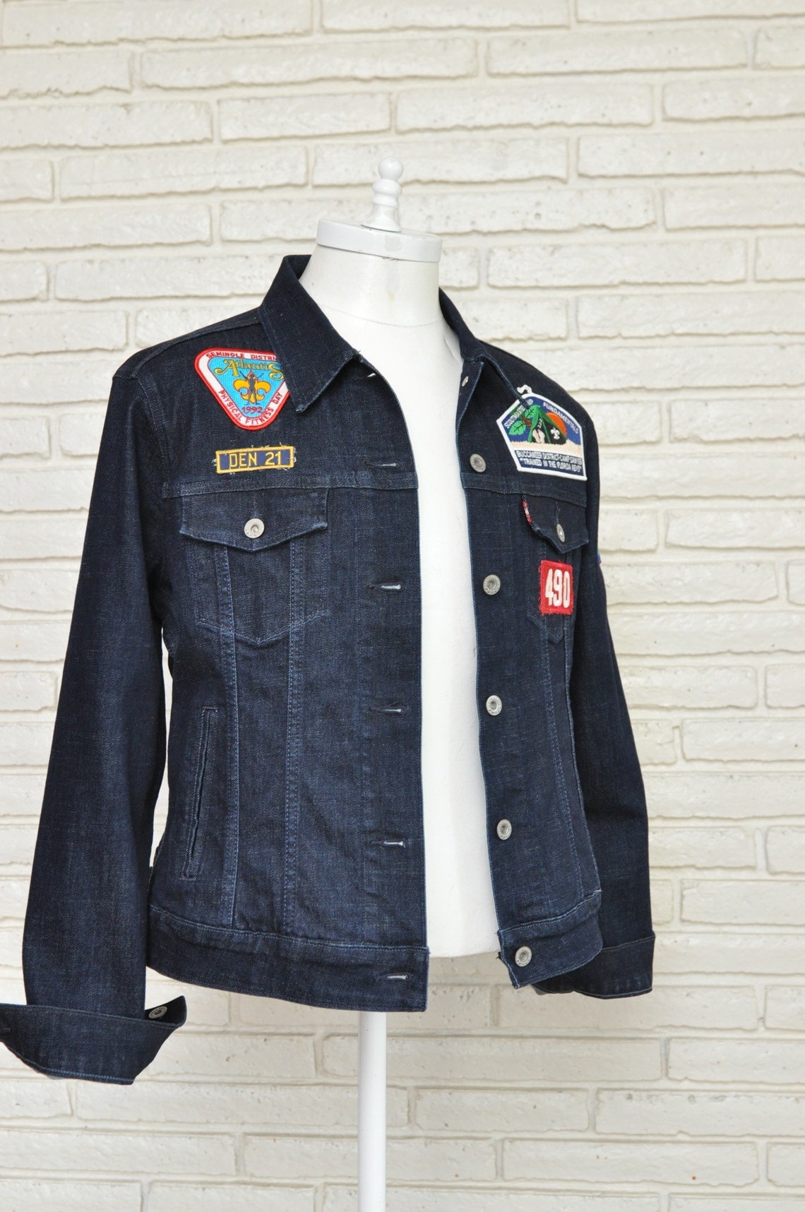 Vintage Boy Scout Patch Dark Wash Jean Jacket 90s Denim | Etsy