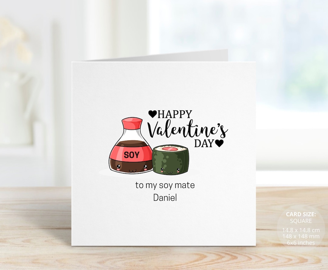 Sushi Happy Valentines Day Card, You're My Soy Mate Funny Valentines ...