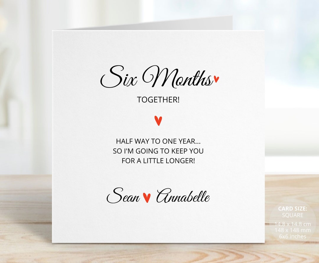 Personalized 6 Month Anniversary Card, Six Month Wedding Anniversary ...
