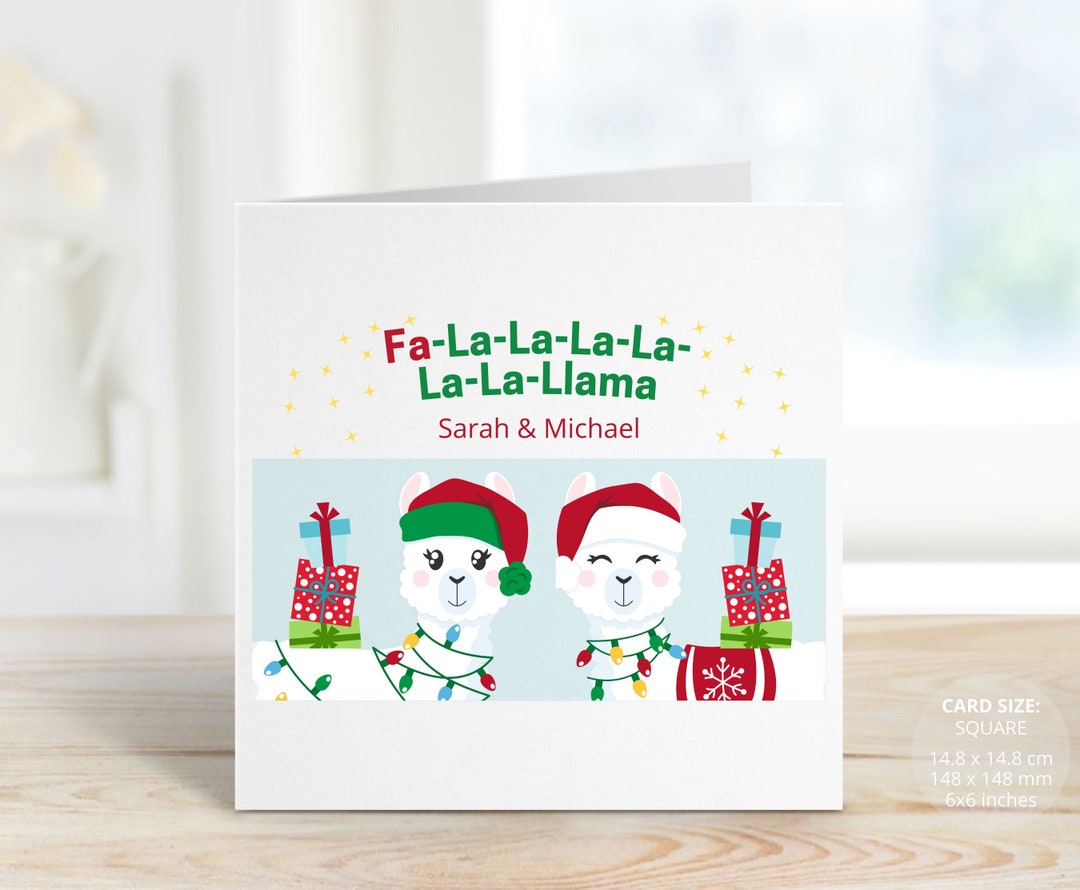 Fa La La Llama Christmas Card Cute Llama Christmas Greeting - Etsy