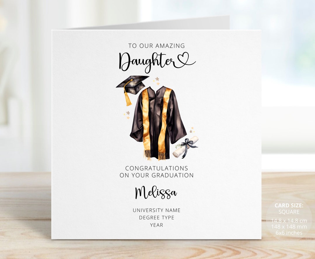 Graduation Card for Daughter, Personalised Masters Graduation Card for ...